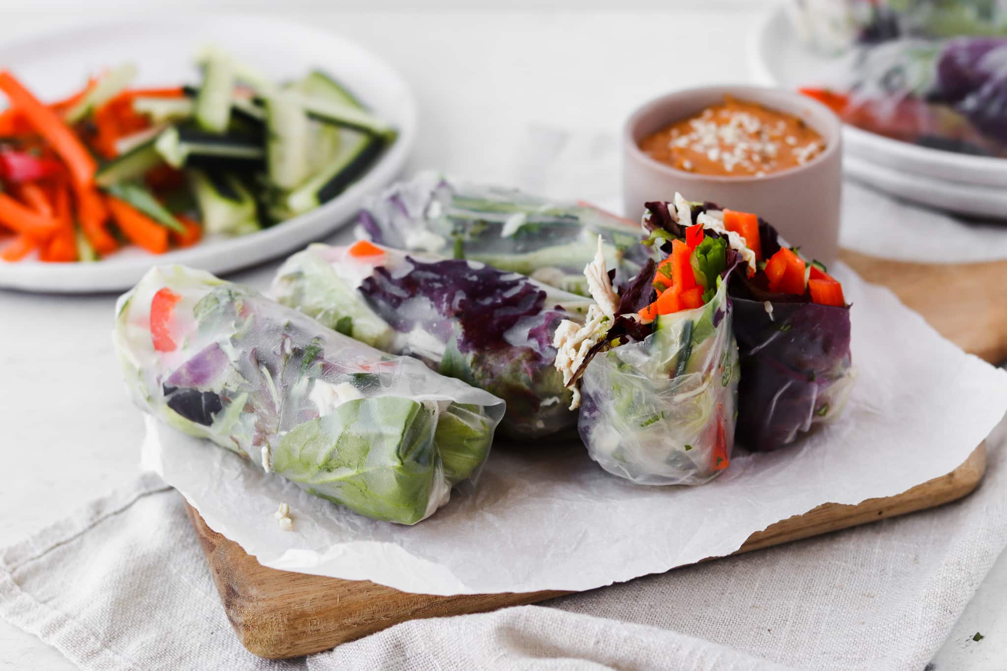 Chicken Spring Rolls with Spicy Peanut Sauce - Tacoma Boys
